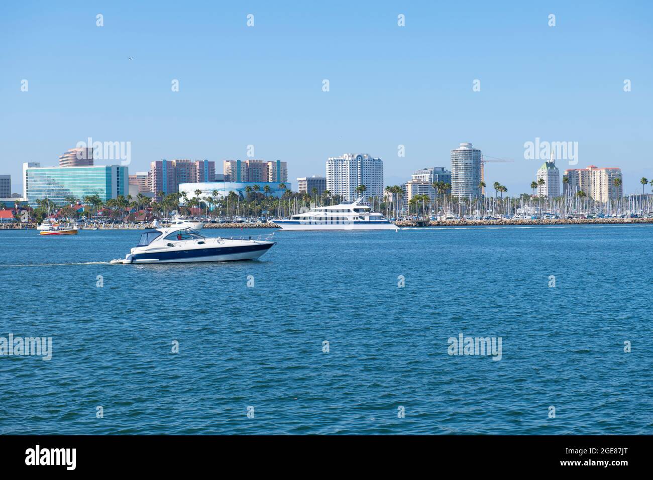 Long Beach modern city skyline, marina and Shoreline Village in City of ...