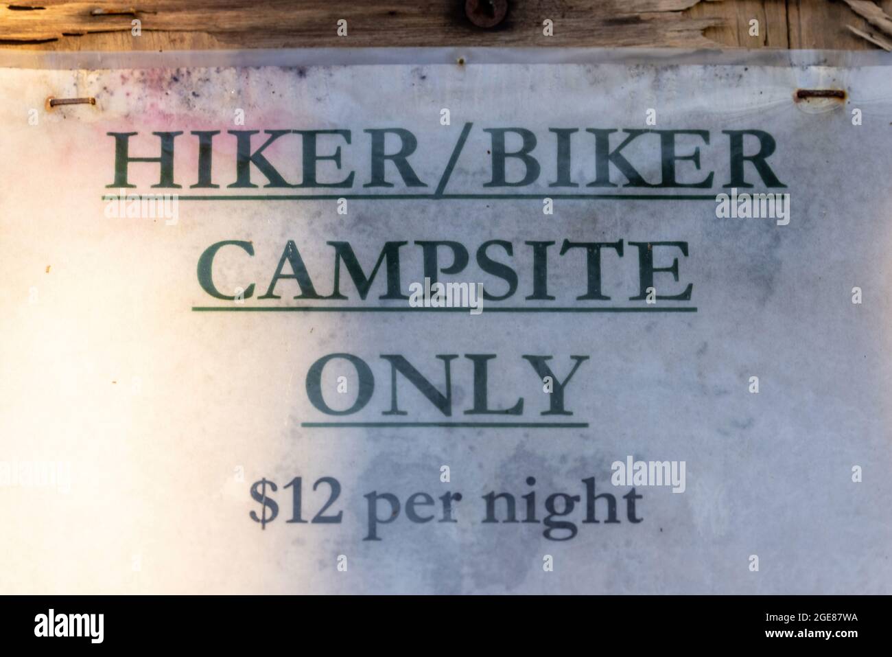 sign that shows a campground is for hikers and bikers only Stock Photo ...