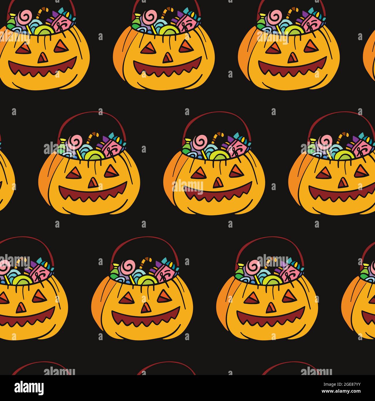 Vector seamless pattern for Halloween. Background with repeating cute ...