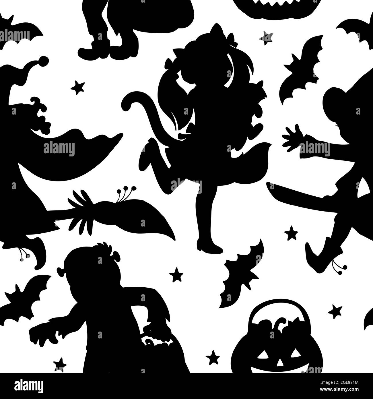 Halloween Black Cat Silhouette Pattern