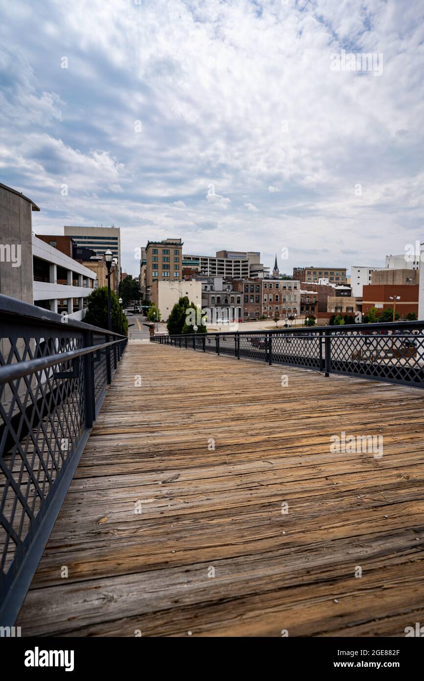 ROANOKE, UNITED STATES - Jul 31, 2021: An Amtrak pedestrian bridge ...