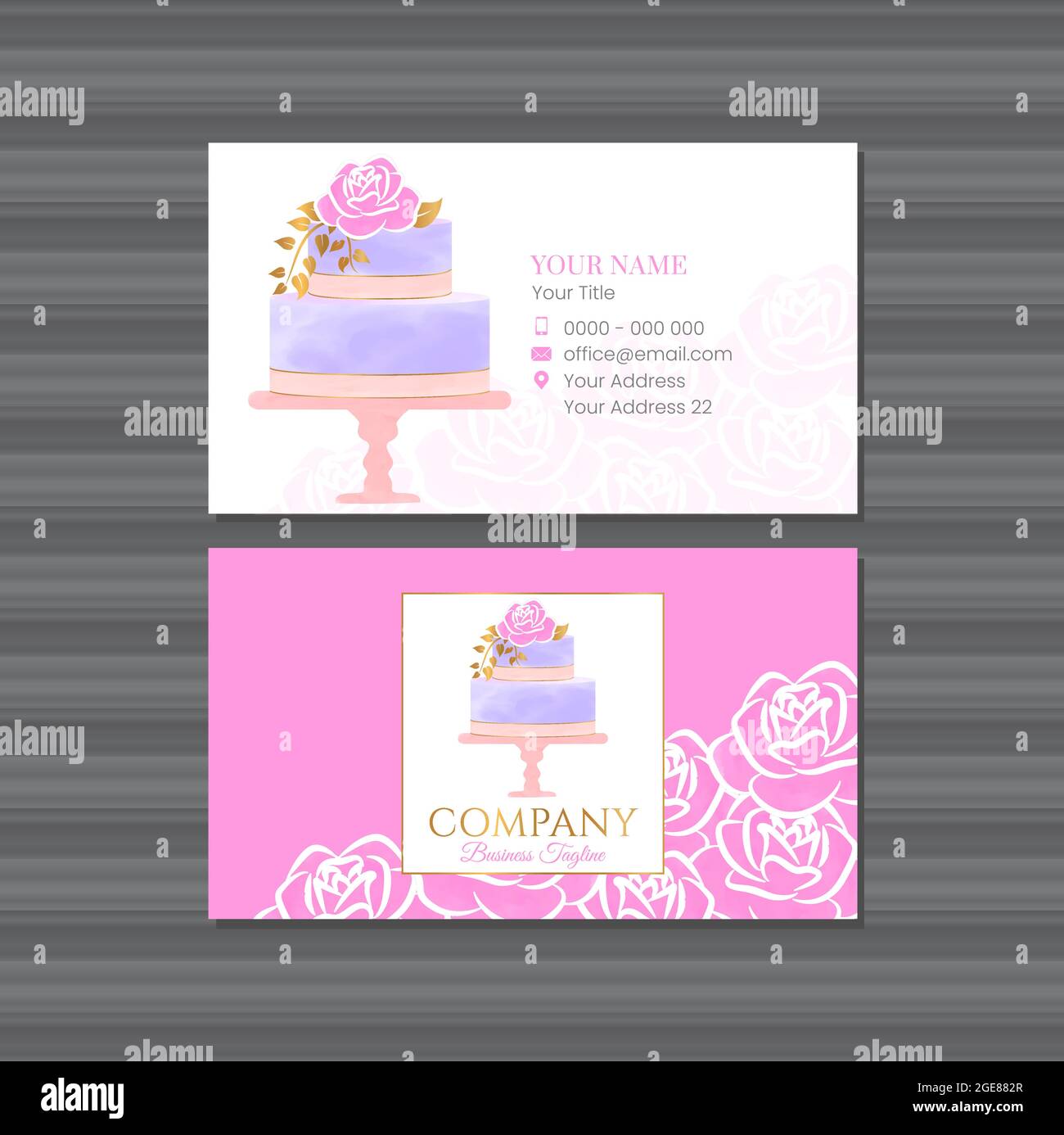 Cake Business Card Design with Dessert for Bakery Stock Vector Image ...