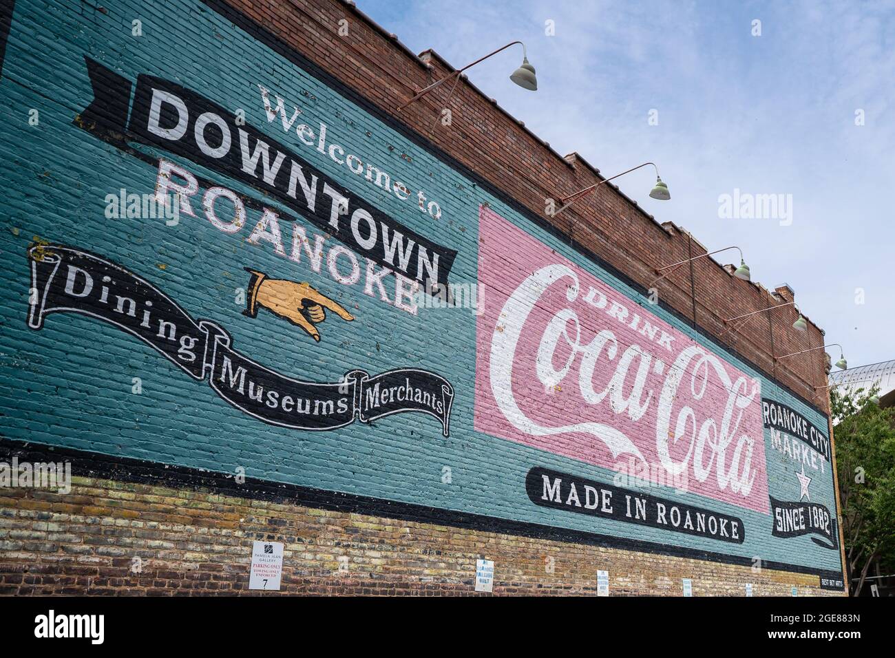 ROANOKE, UNITED STATES - Jul 31, 2021: A vintage painted brick signage ...