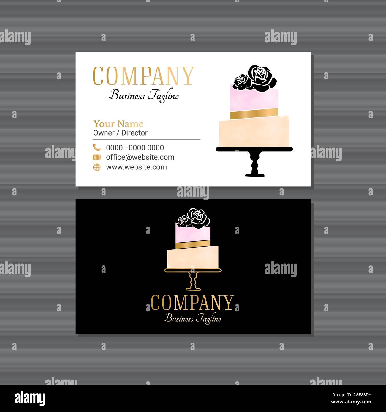 Black Cake Business Card Design with Pink and Orange Floral Dessert ...