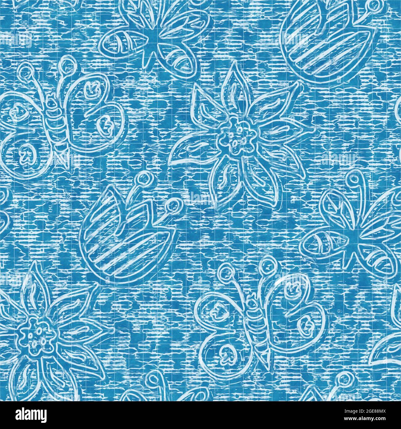 Seamless bright blue blueprint pattern for textile and print Stock ...