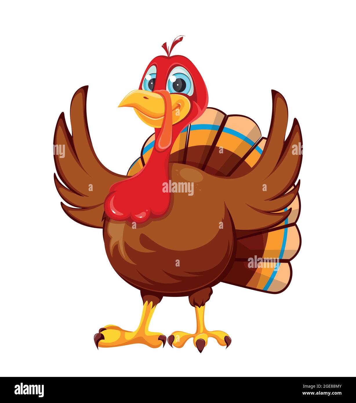 Happy Thanksgiving day. Funny cartoon character turkey bird. Turkey ...
