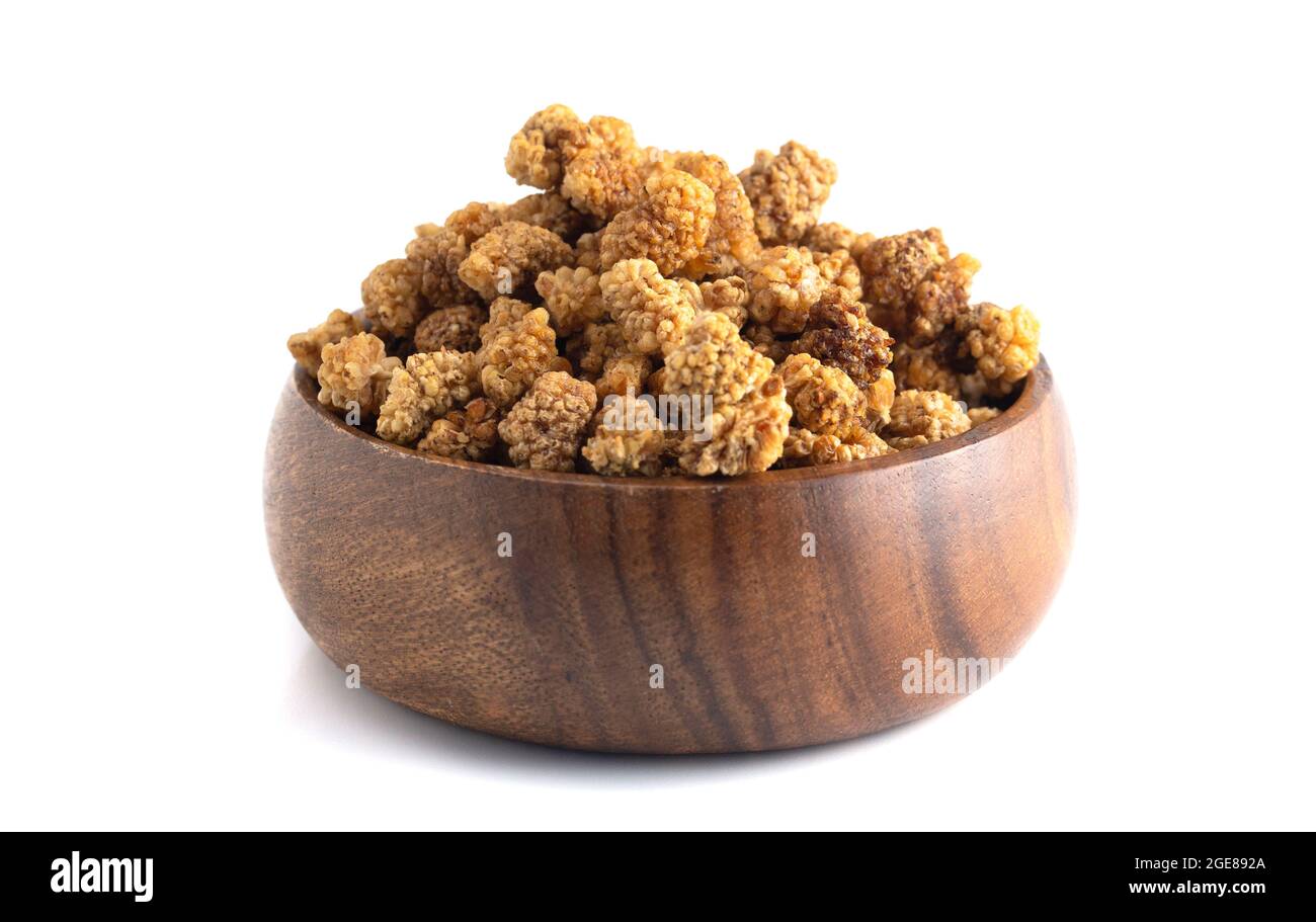 Dried Mulberries on a White Background Stock Photo - Alamy