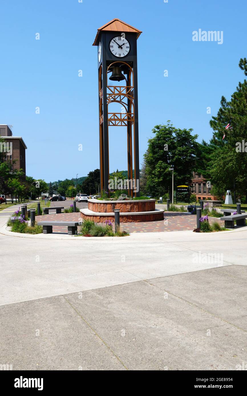 The clock tower on the campus of Michigan Technological University ...