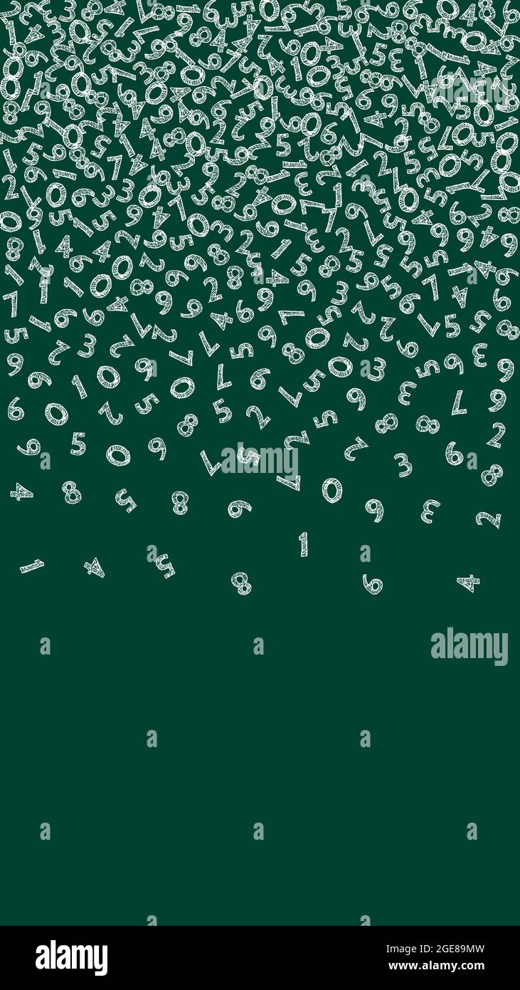 Falling handdrawn chalk numbers. Math study concept with flying digits ...