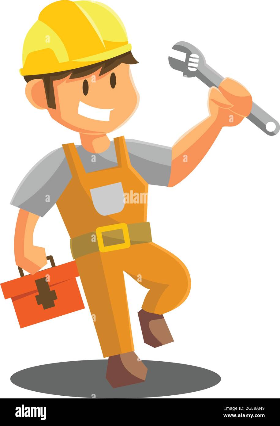 Repair man Holding Wrench worker Mechanic workshop emblem badge Mascot ...