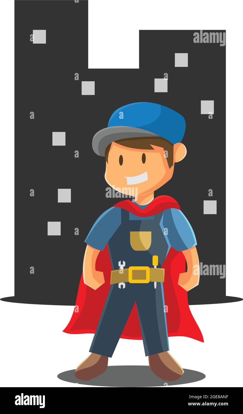 Repair man Super Hero worker Mechanic workshop emblem badge Mascot ...