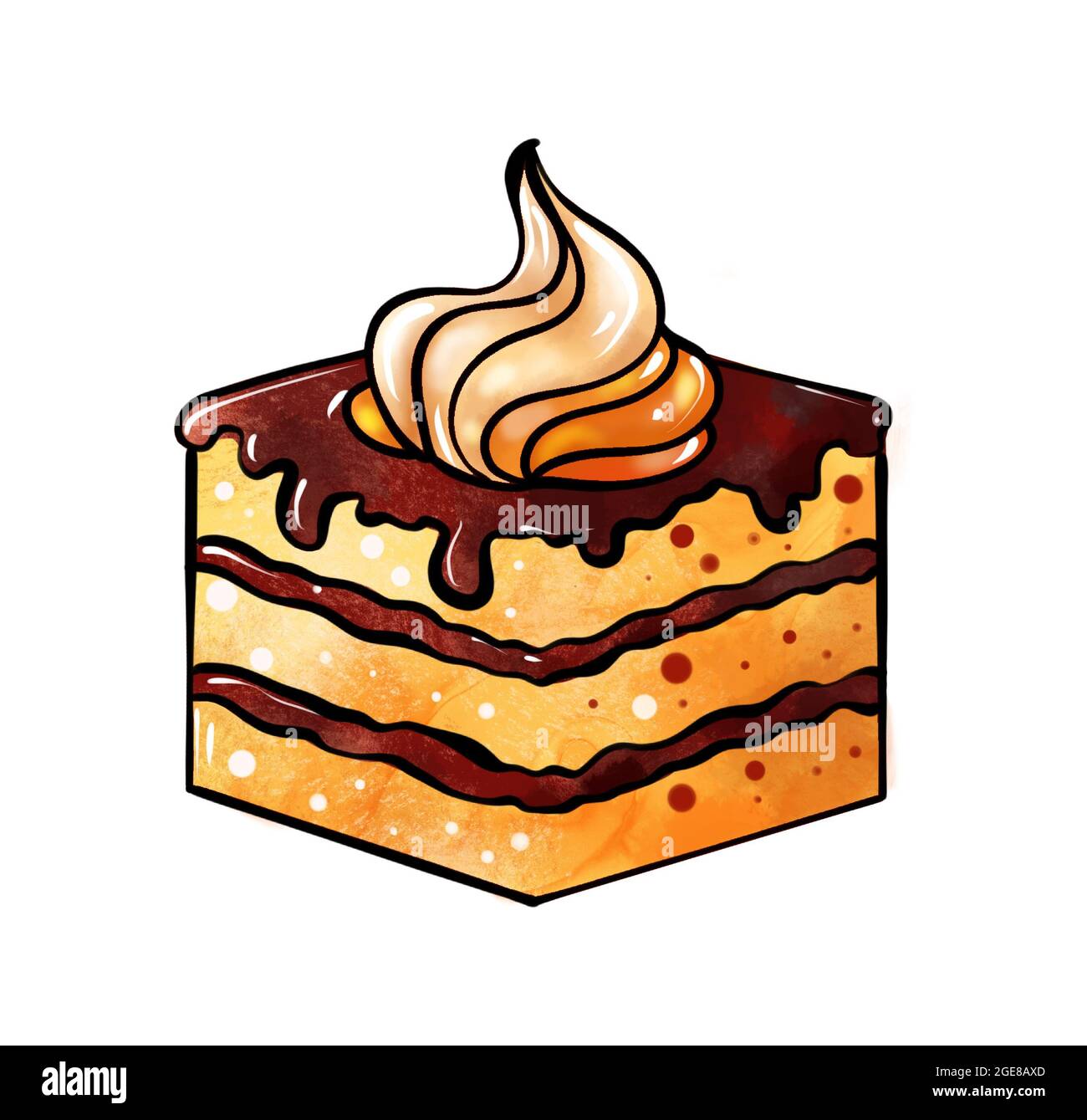 llustration of a colored drawing of sweets: a piece of cake with layers ...