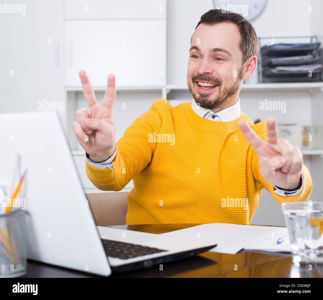 Man studying at online courses Stock Photo - Alamy