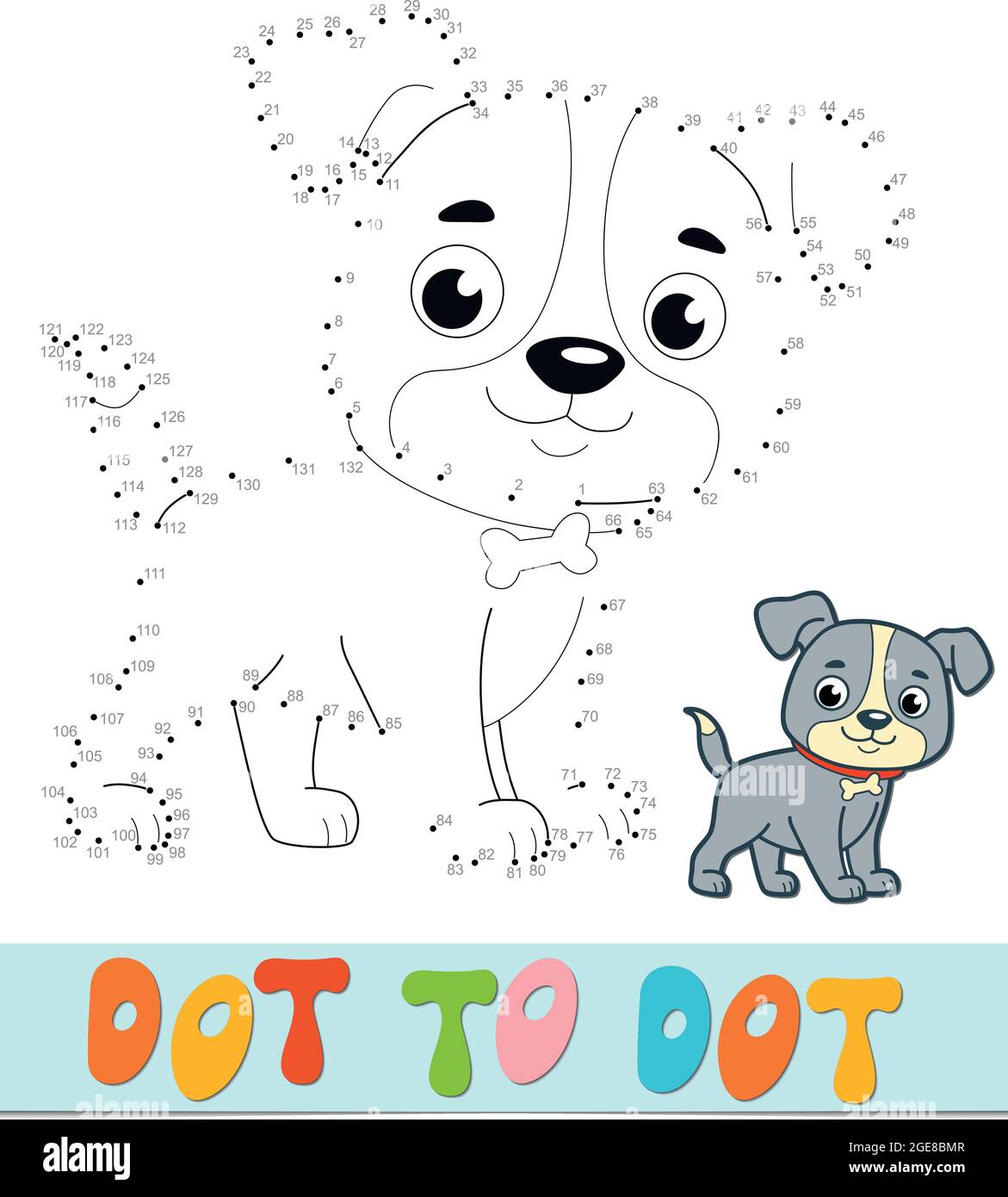Dot to dot puzzle. Connect dots game. dog vector illustration Stock ...