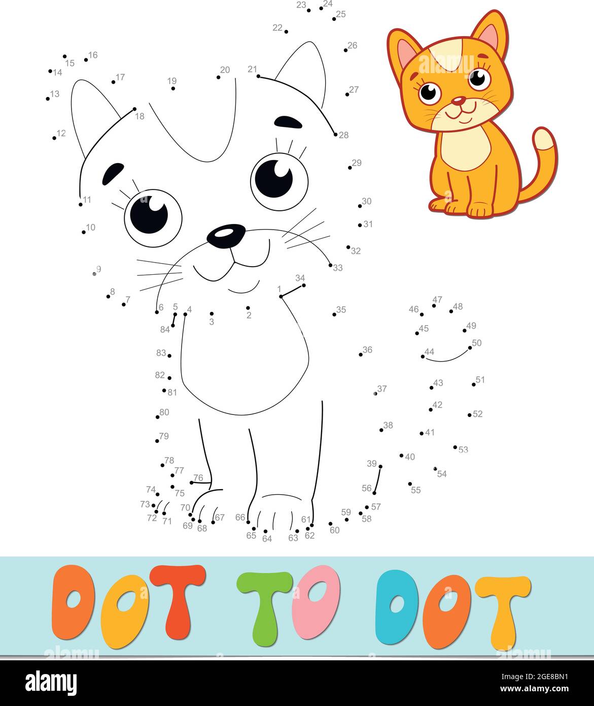 Dot to dot puzzle. Connect dots game. Cat vector illustration Stock ...