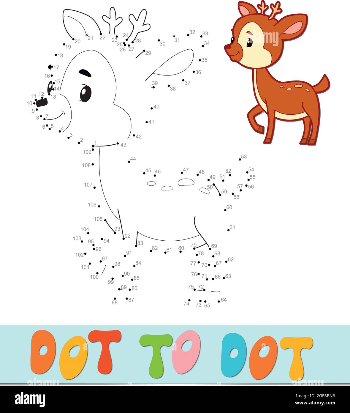 Dot to dot puzzle. Connect dots game. deer vector illustration Stock ...