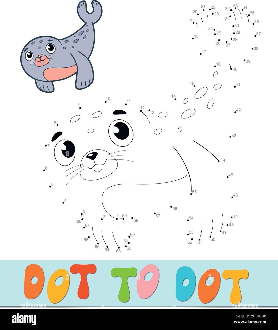 Dot to dot puzzle. Connect dots game. seal vector illustration Stock ...