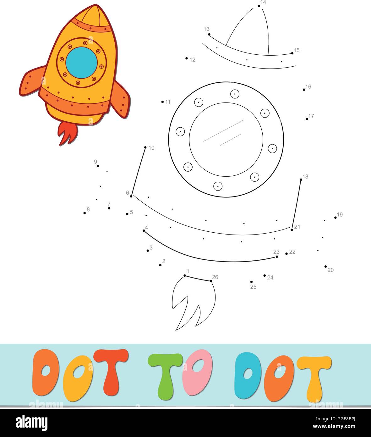 Dot to dot puzzle. Connect dots game. rocket vector illustration Stock ...