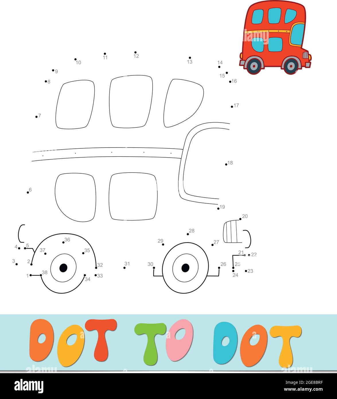 Dot to dot puzzle. Connect dots game. bus vector illustration Stock ...