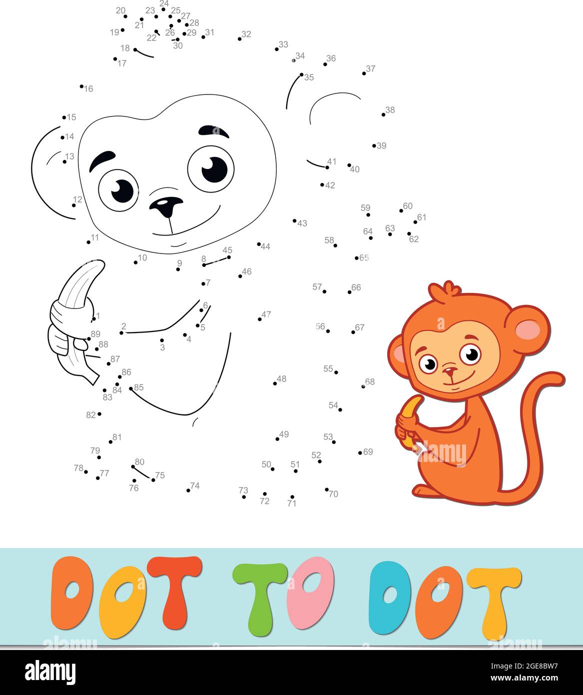 Dot to dot puzzle. Connect dots game. monkey vector illustration Stock ...