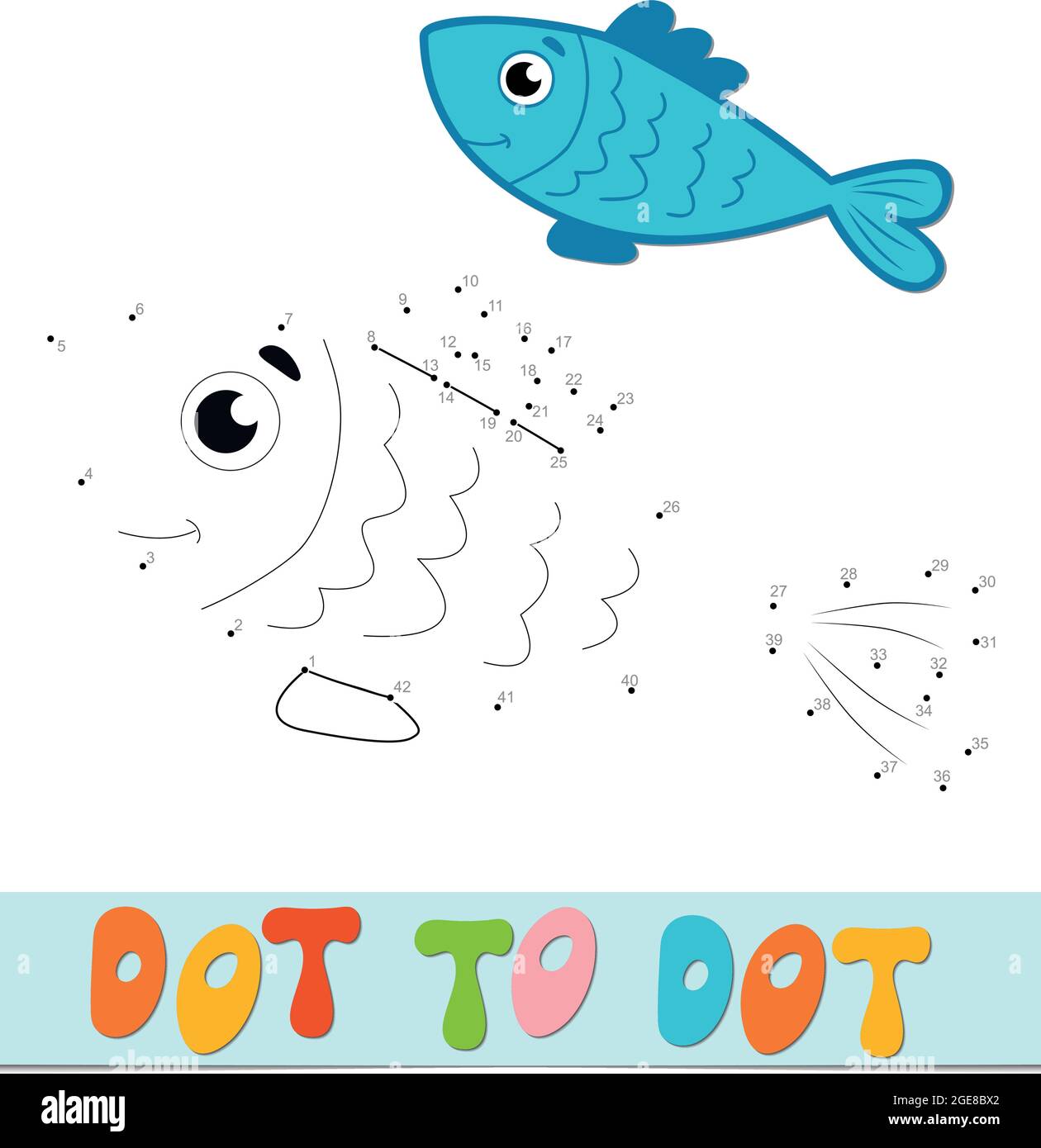 Dot to dot puzzle. Connect dots game. fish vector illustration Stock ...