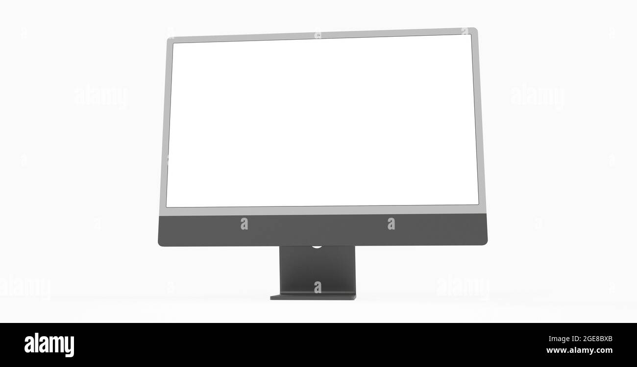 Computer monitor with copyspace on the white screen isolated on a white ...