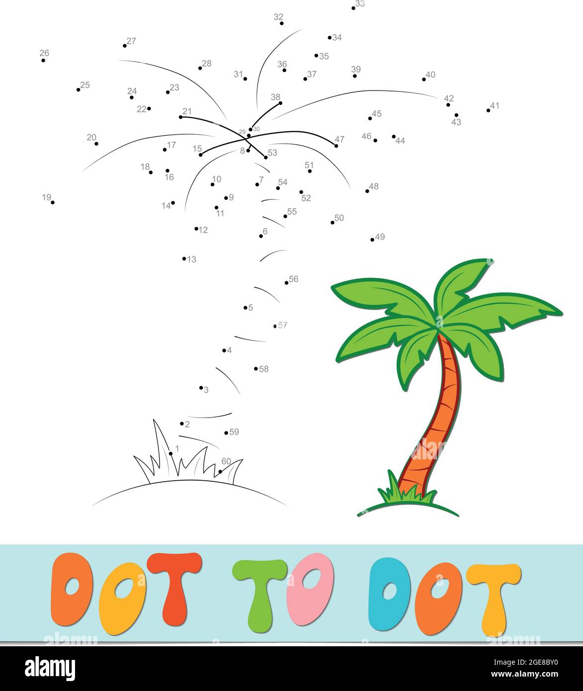 Dot to dot puzzle. Connect dots game. palm vector illustration Stock ...