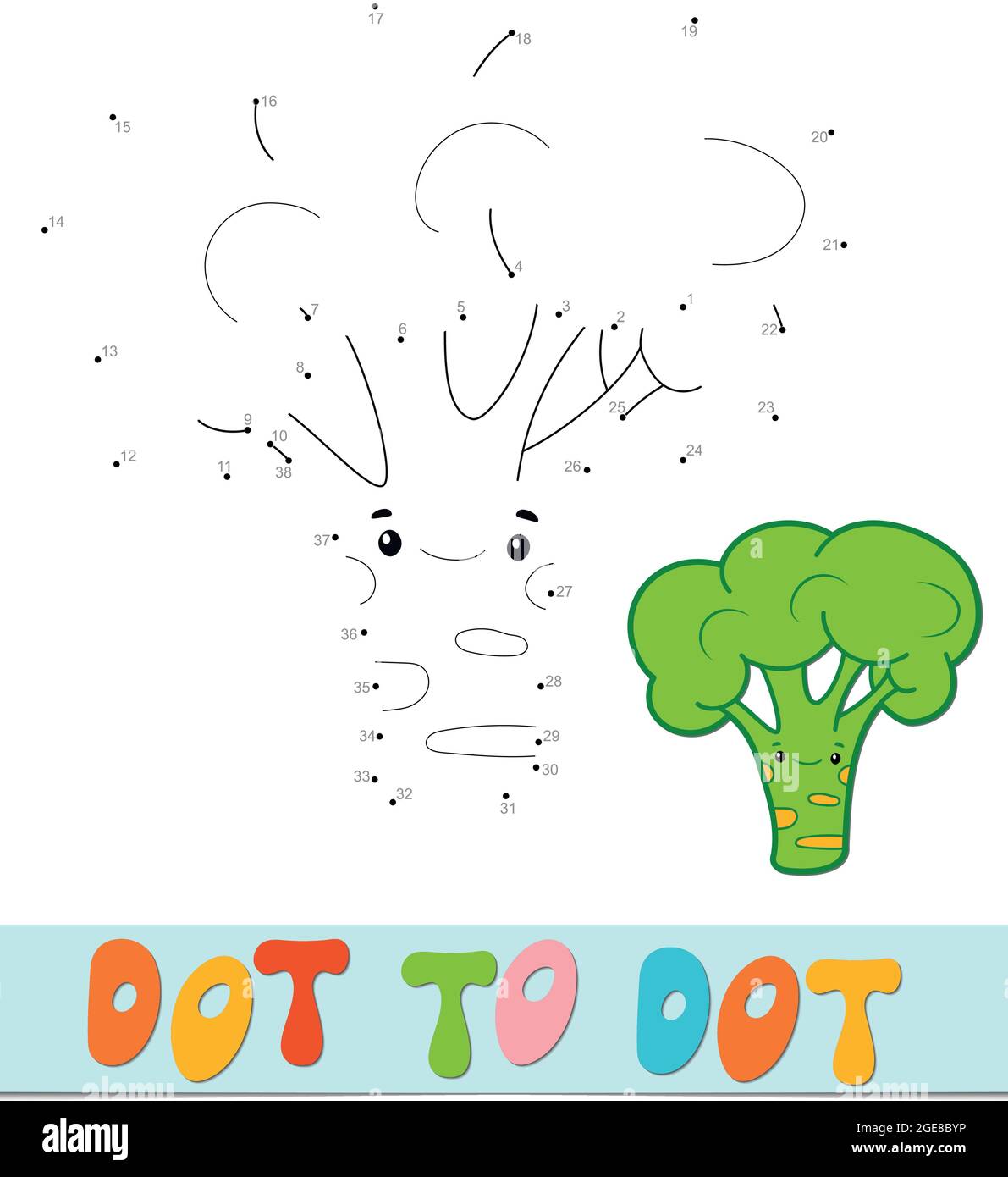 Dot to dot puzzle. Connect dots game. broccoli vector illustration ...