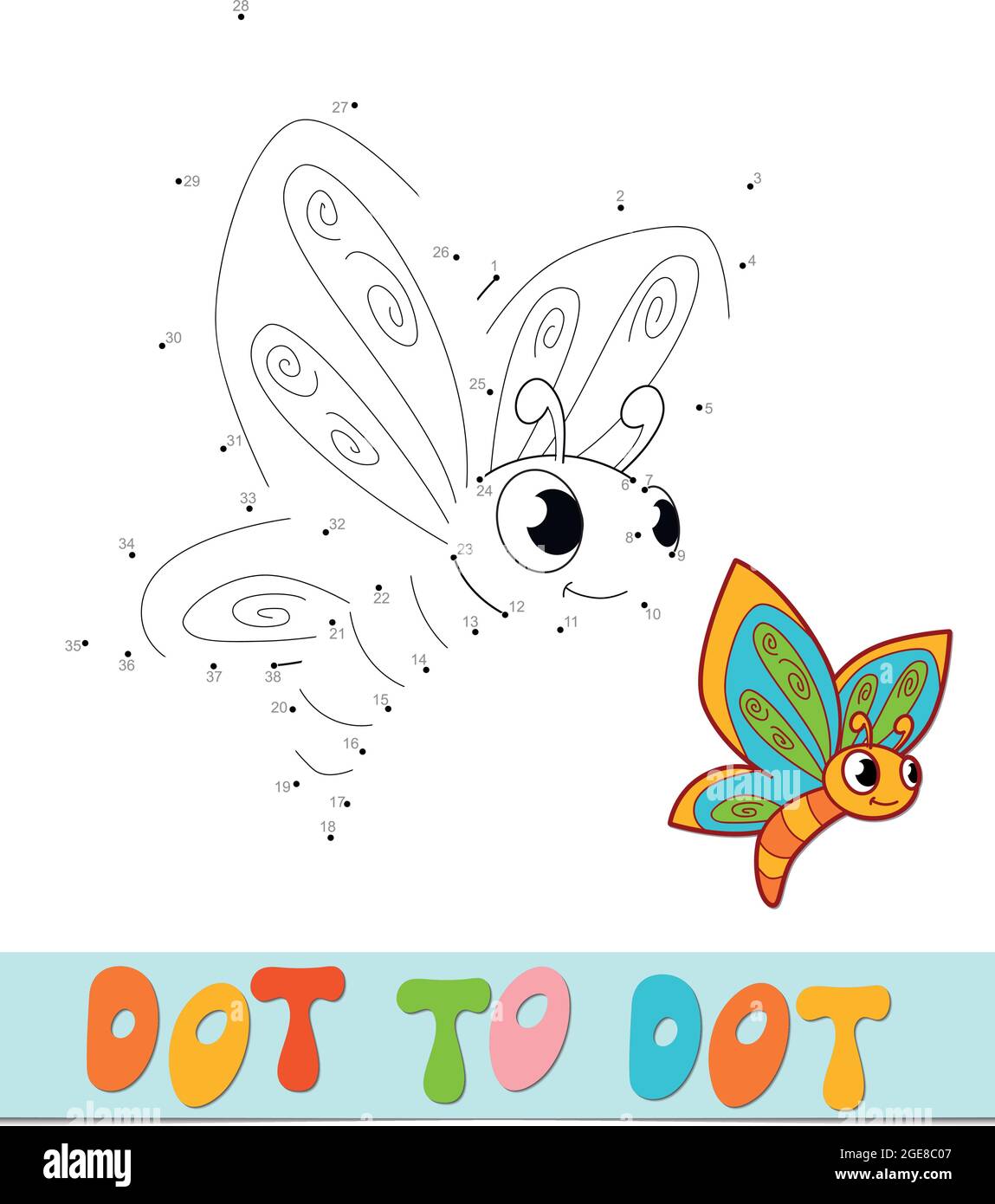 Dot to dot puzzle. Connect dots game. butterfly vector illustration ...