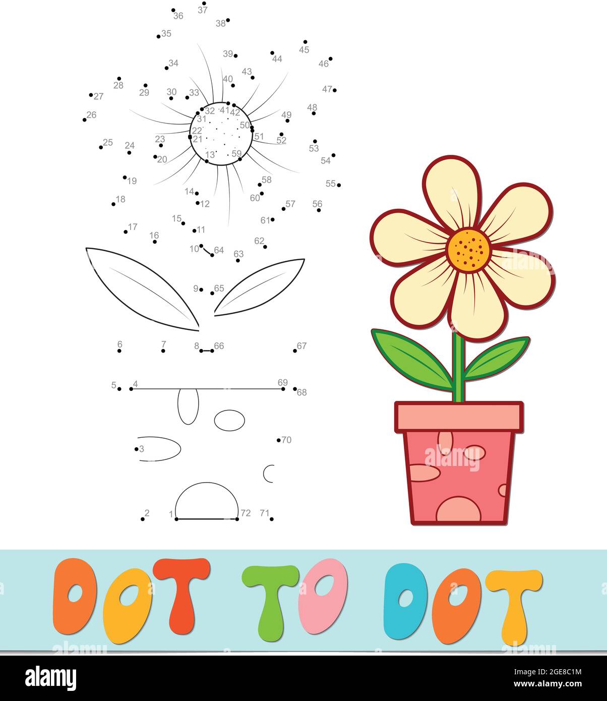 Dot to dot puzzle. Connect dots game. potted flower vector illustration ...
