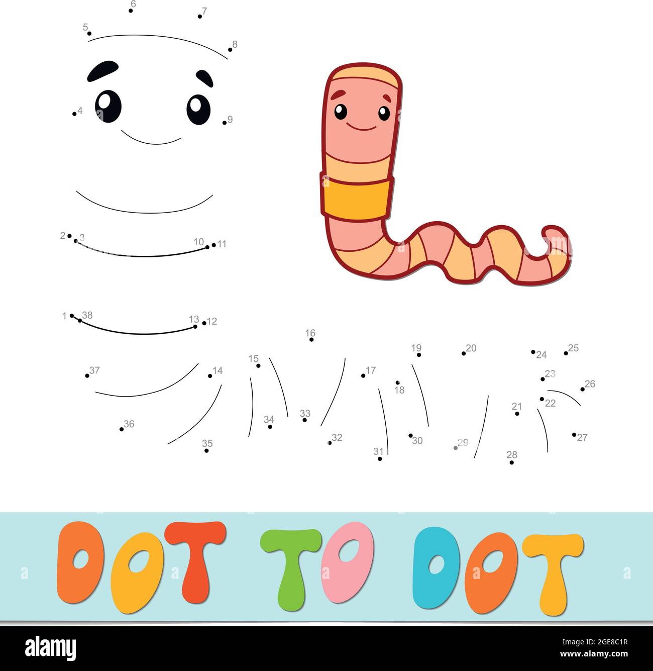Dot to dot puzzle. Connect dots game. worm vector illustration Stock ...