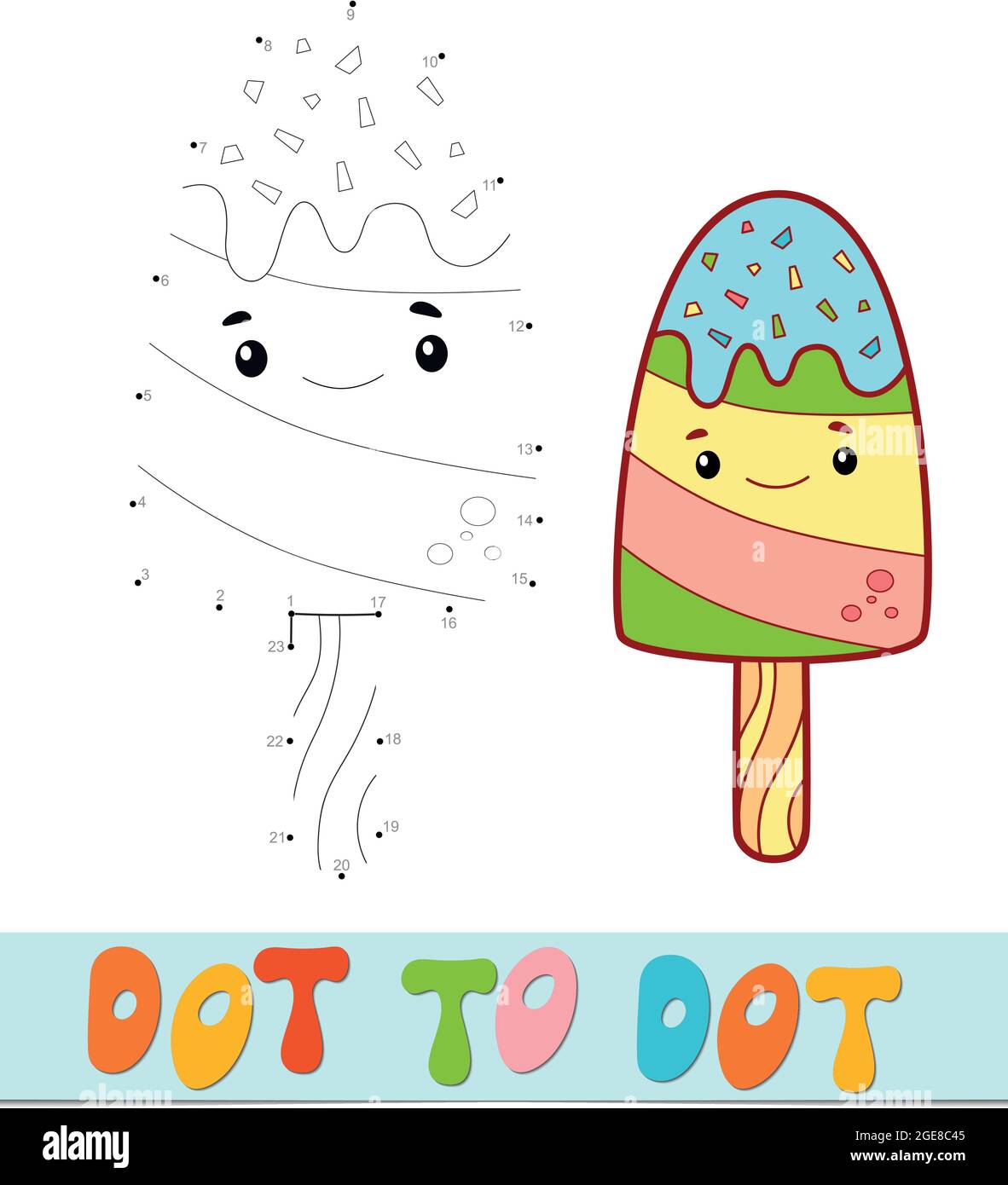 Dot to dot puzzle. Connect dots game. ice cream vector illustration ...