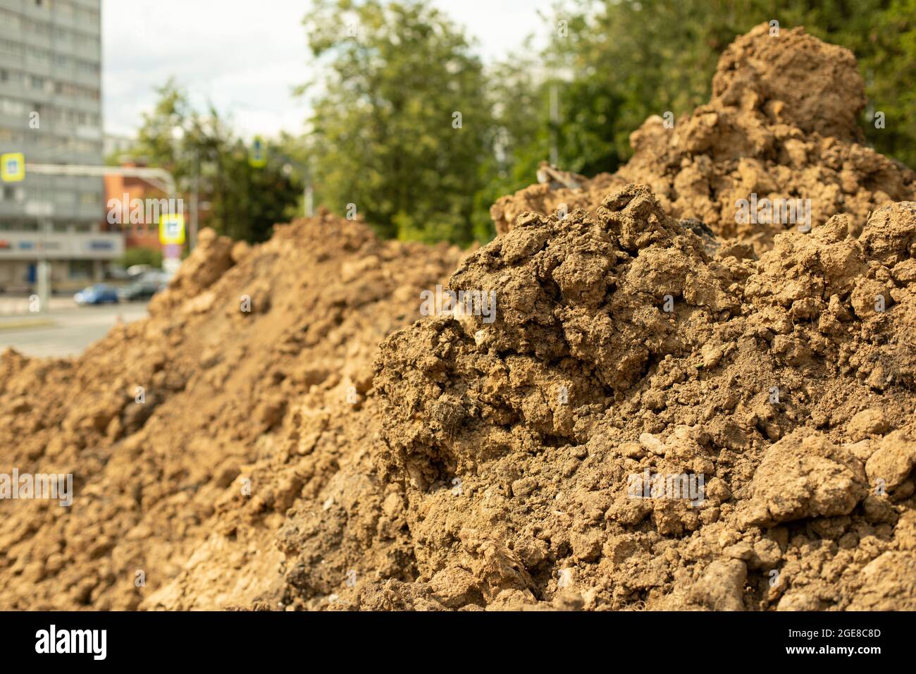 Dug up earth. Construction excavation of soil. Dump of land at a ...
