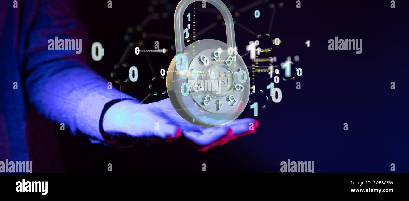 Person presenting the virtual projection of the cybersecurity of ...