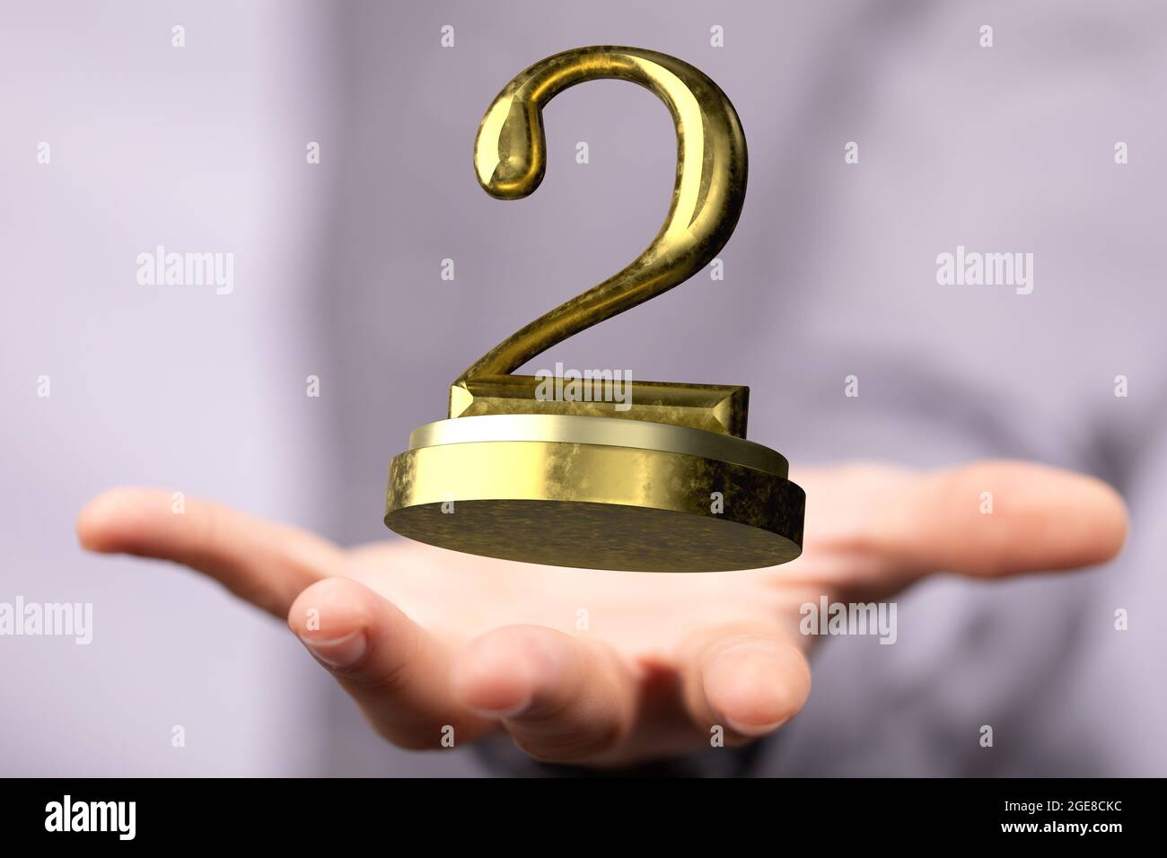 Person presenting a second-place award Stock Photo - Alamy