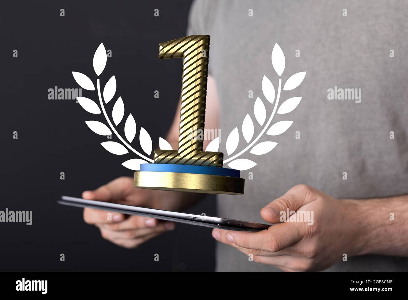 Person presenting a first-place award Stock Photo - Alamy