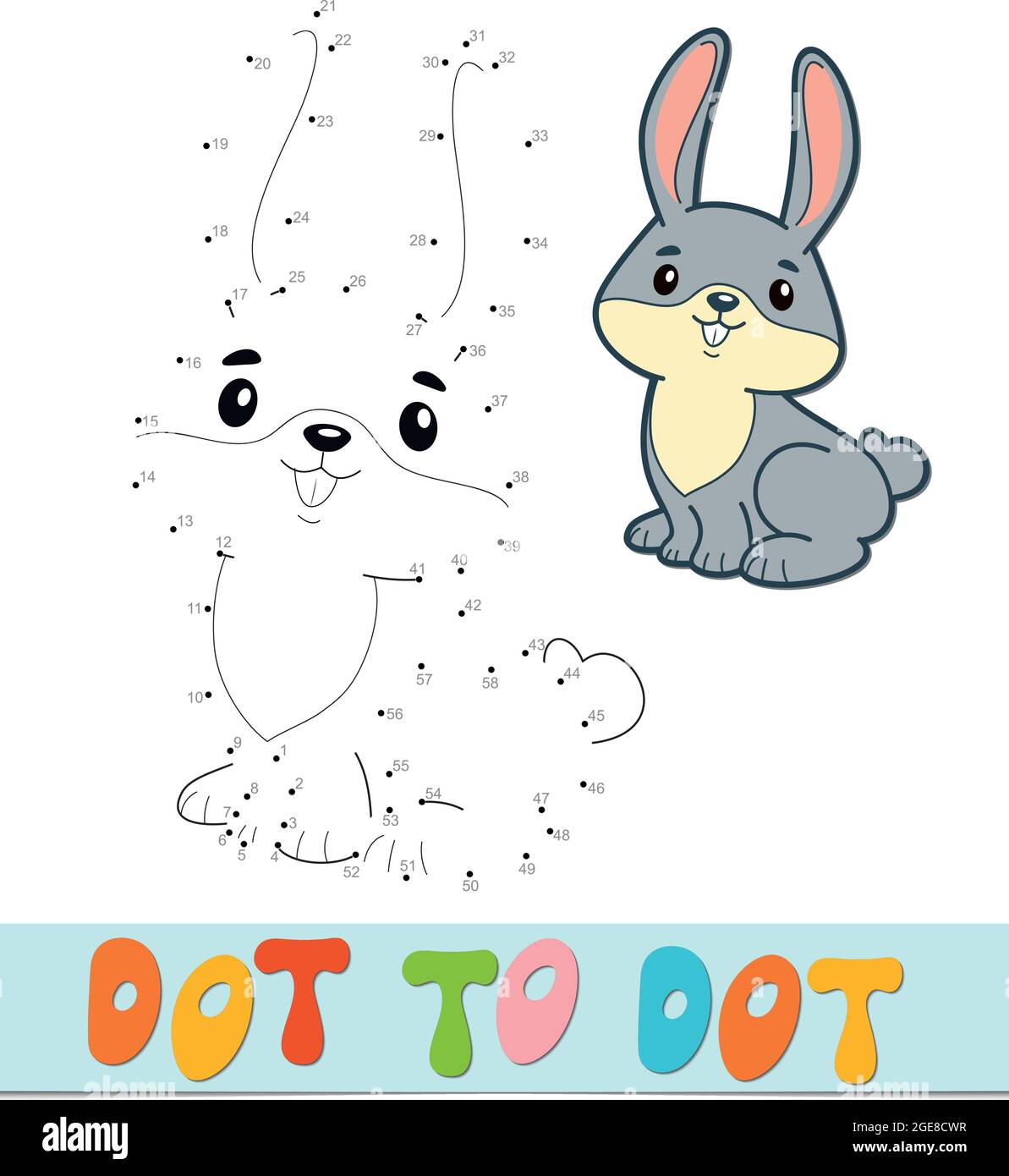 Dot to dot puzzle. Connect dots game. rabbit vector illustration Stock ...