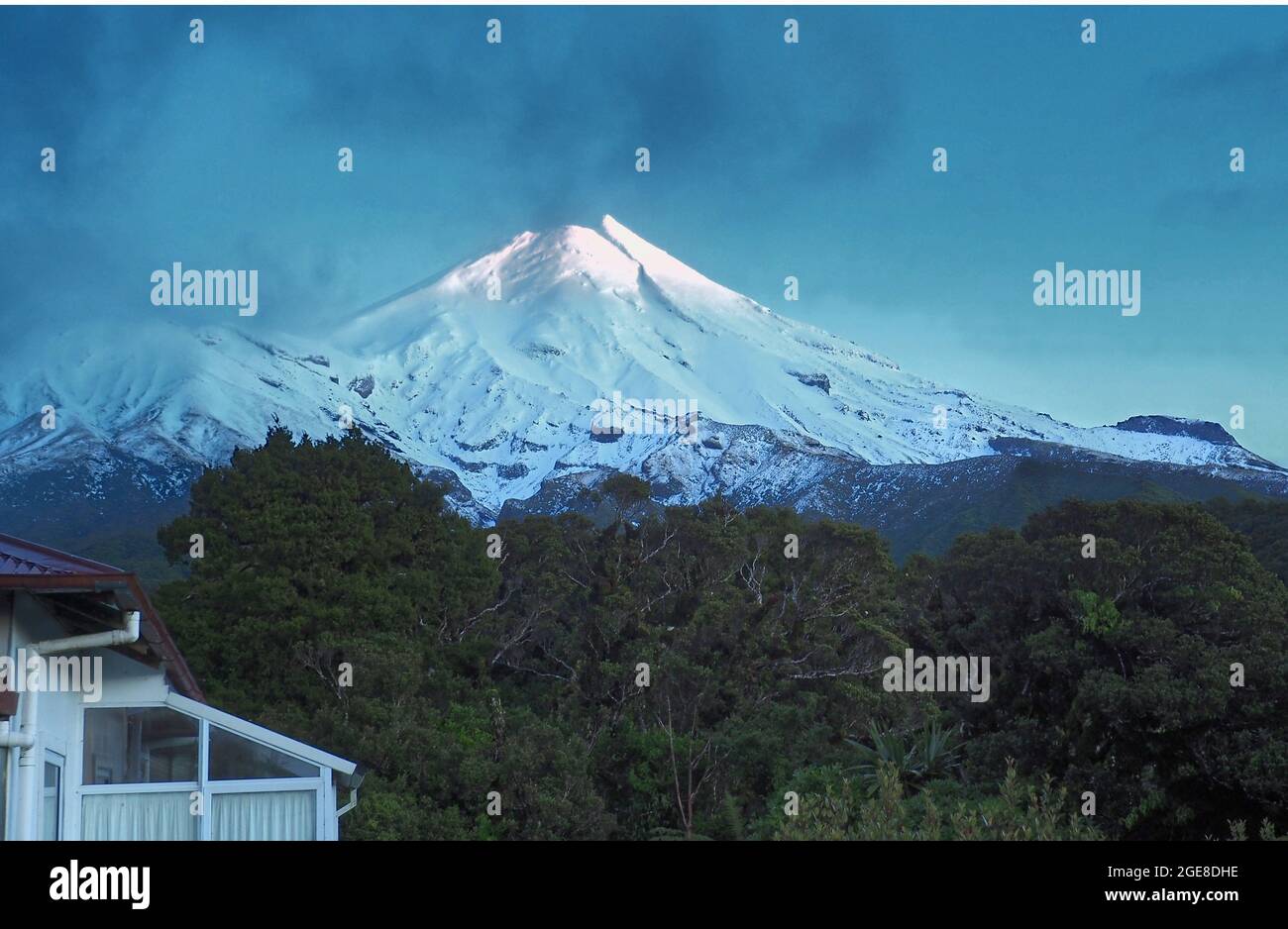 Cloud crossing the eastern side of Mt Taranaki in winter, from the ...