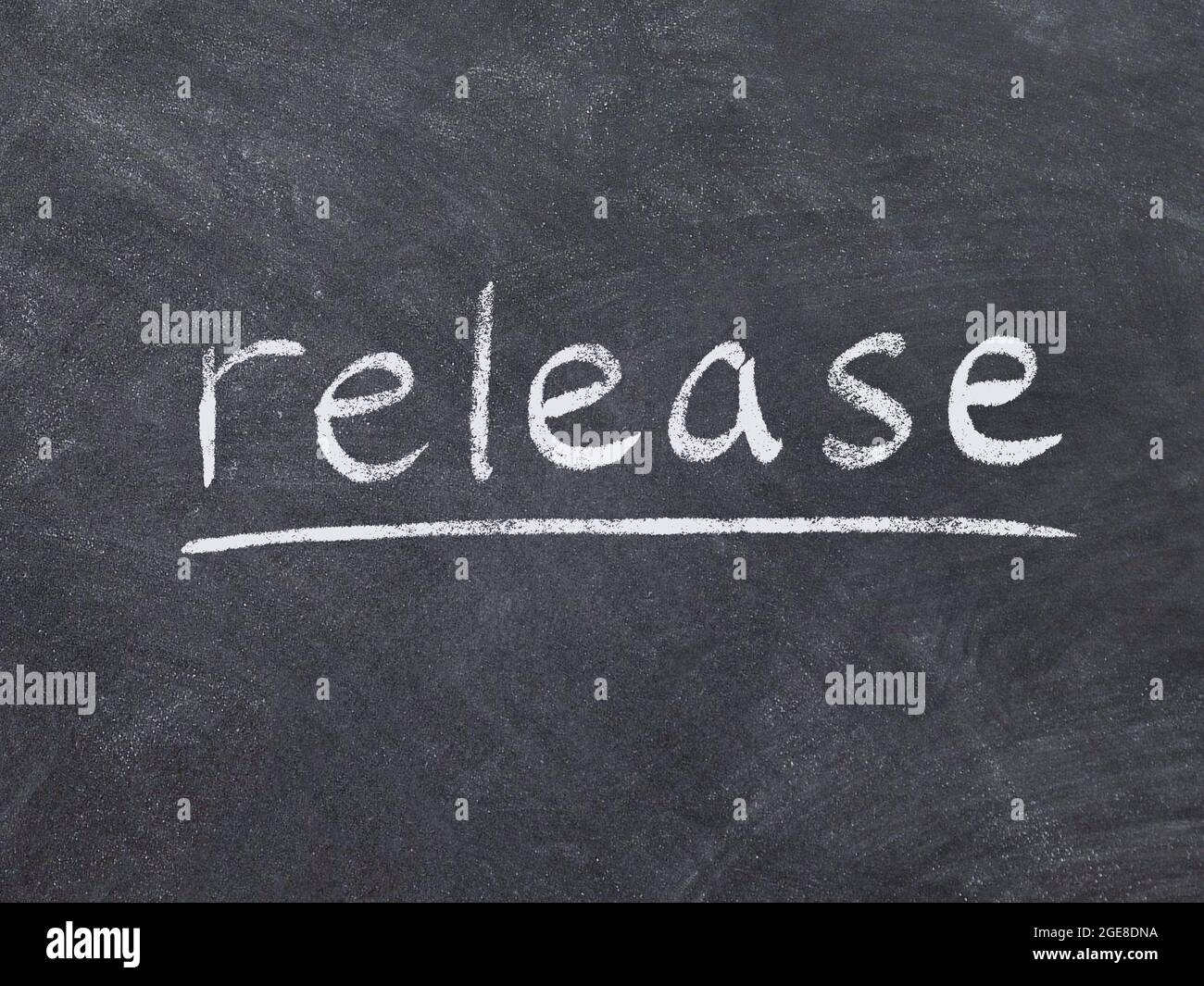 release concept word on blackboard background Stock Photo - Alamy