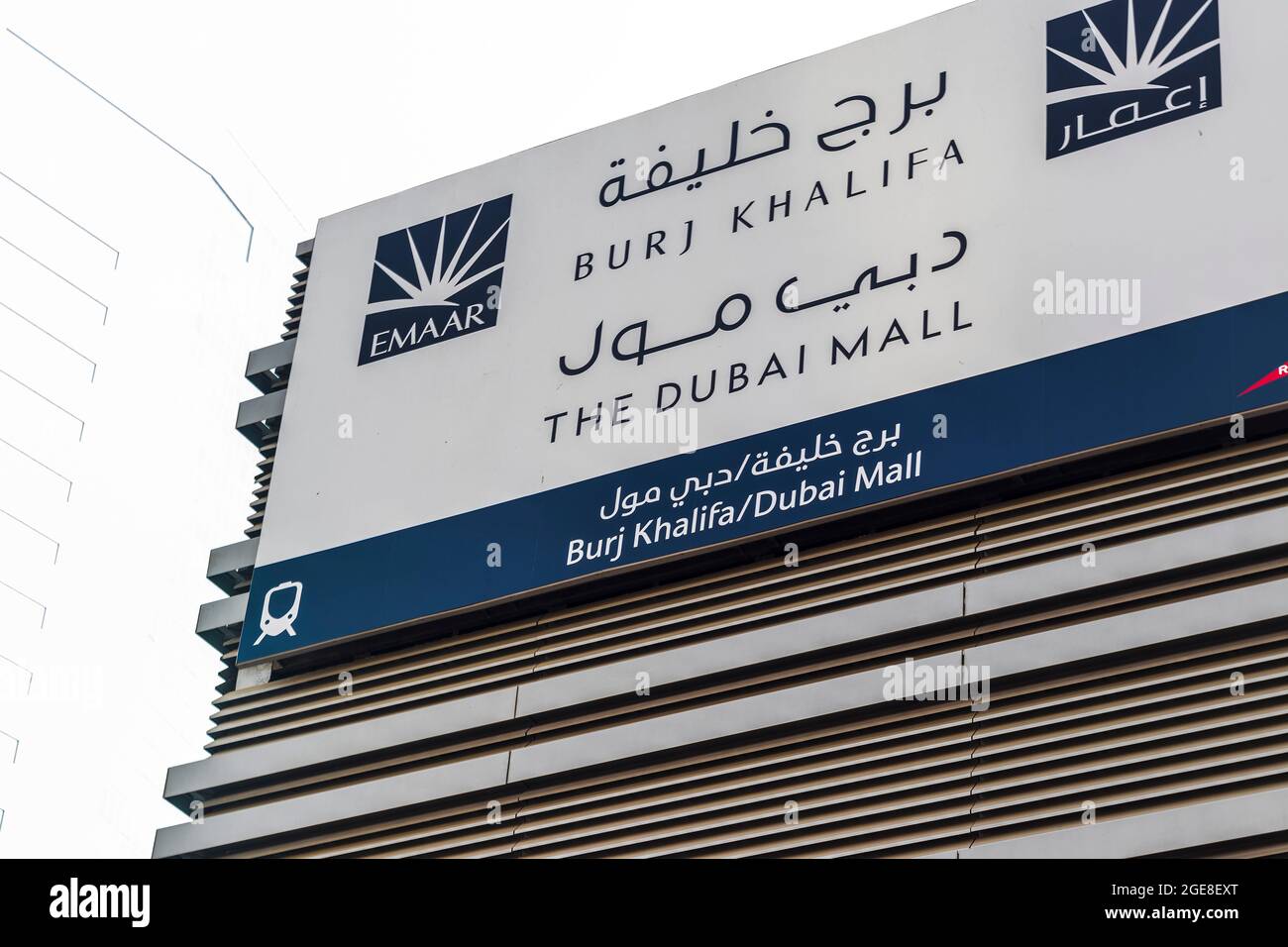 Dubai, UAE - 08.16.2021 - Sign board of Dubai Mall, Burj Khalifa metro ...