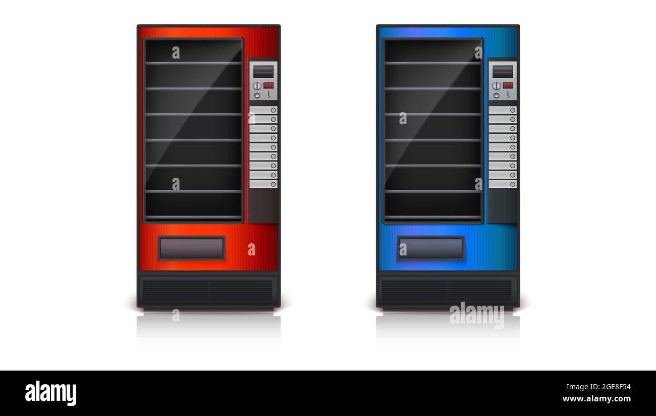 Set of empty vending machines. Red and blue vending machines isolated on white Stock Vector ...