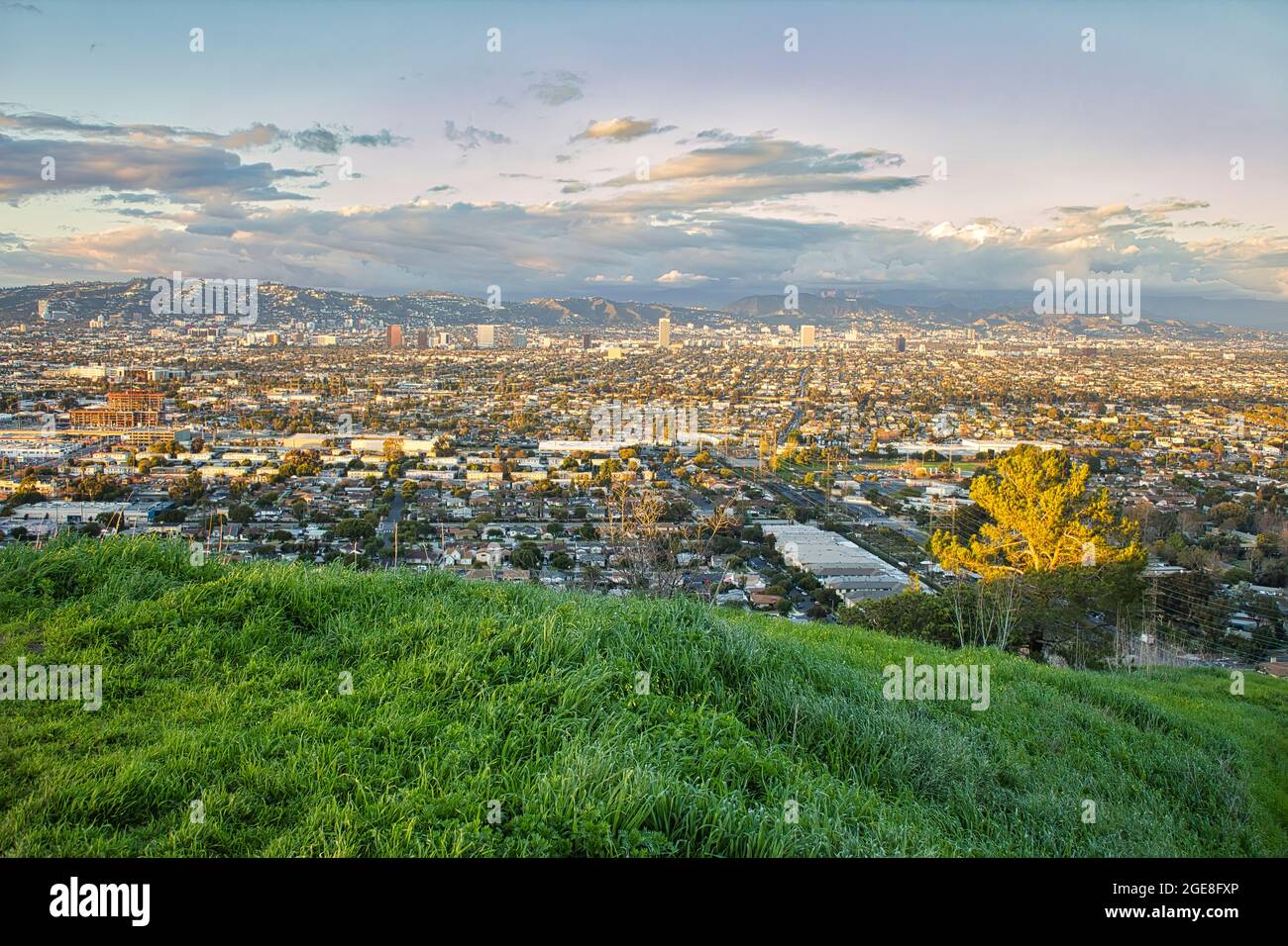 early morning veiw of a city skyline from high up on an overlook Stock ...