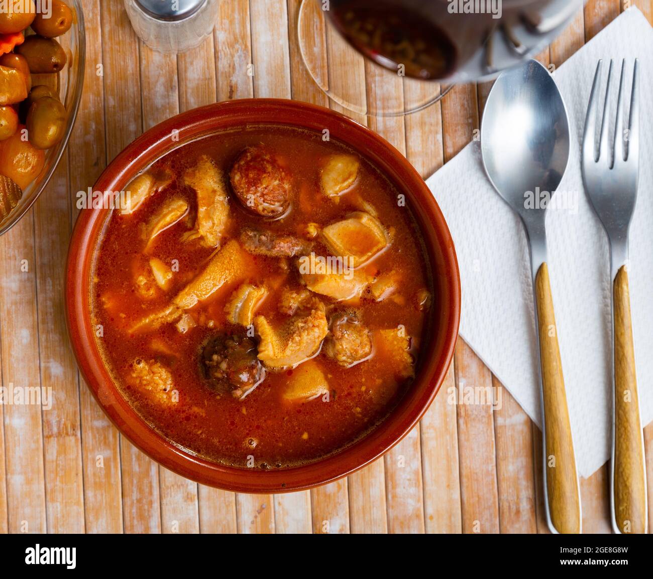 Spanish stewed tripe dish Callos a la Madrilena Stock Photo - Alamy