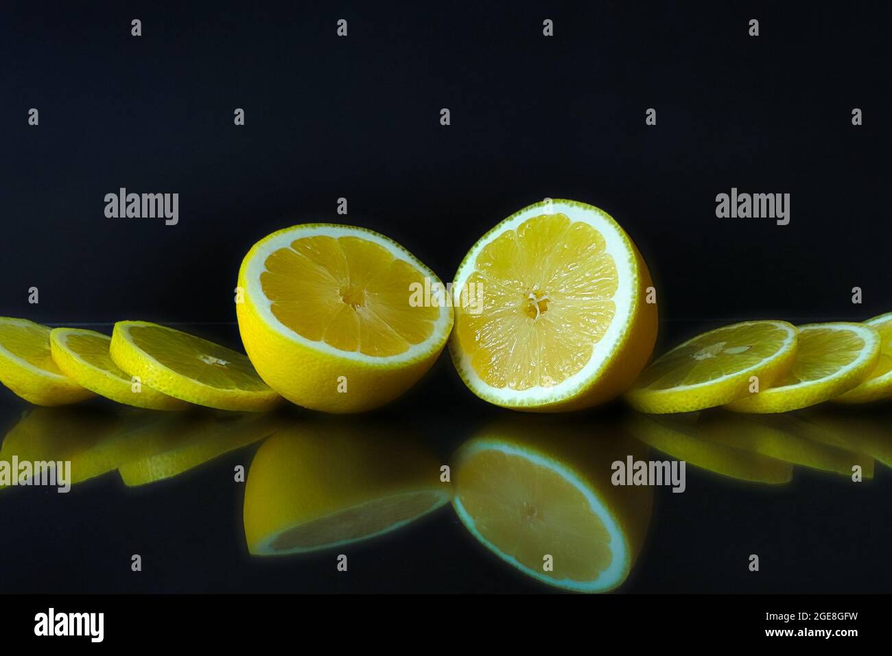 Closeup shot of sliced lemon in a studio Stock Photo - Alamy