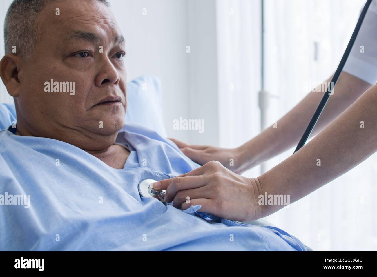 Close up hand of doctor working measure blood pressure tachycardia and ...