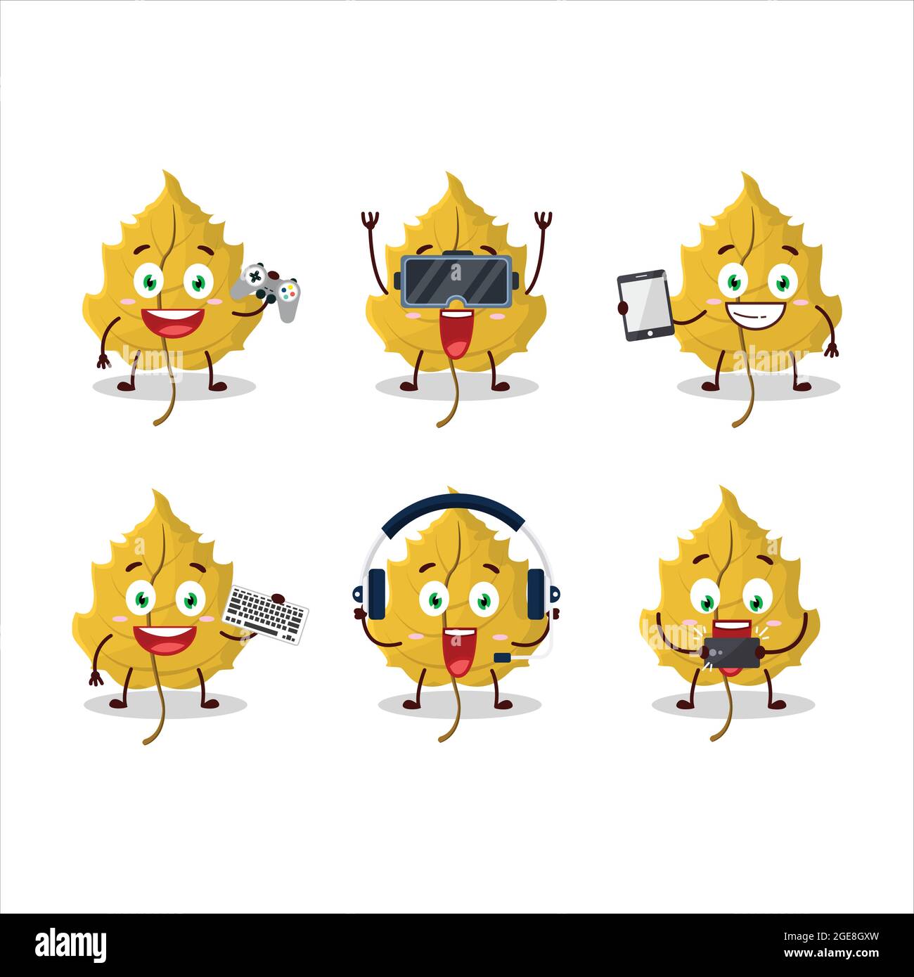 Hazel leaf cartoon character are playing games with various cute ...