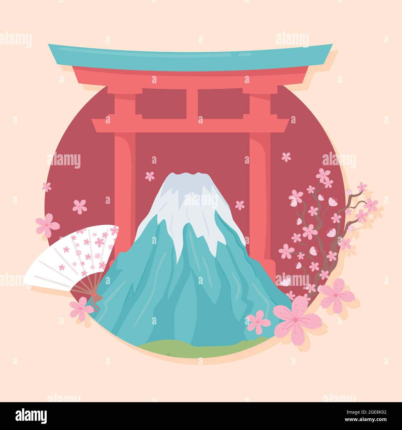 Illustration Mount Fuji Japanese Torii High Resolution Stock ...