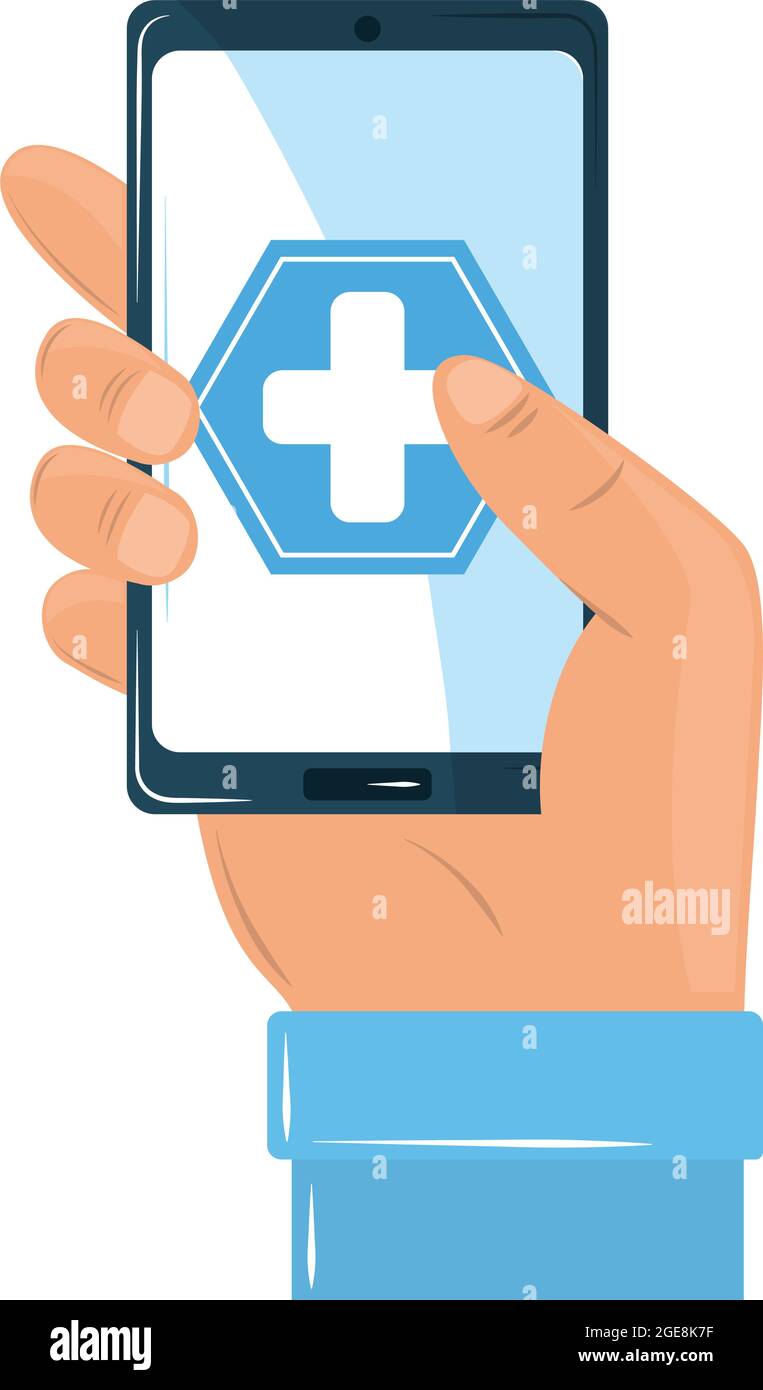 hand with phone medical app Stock Vector Image & Art - Alamy