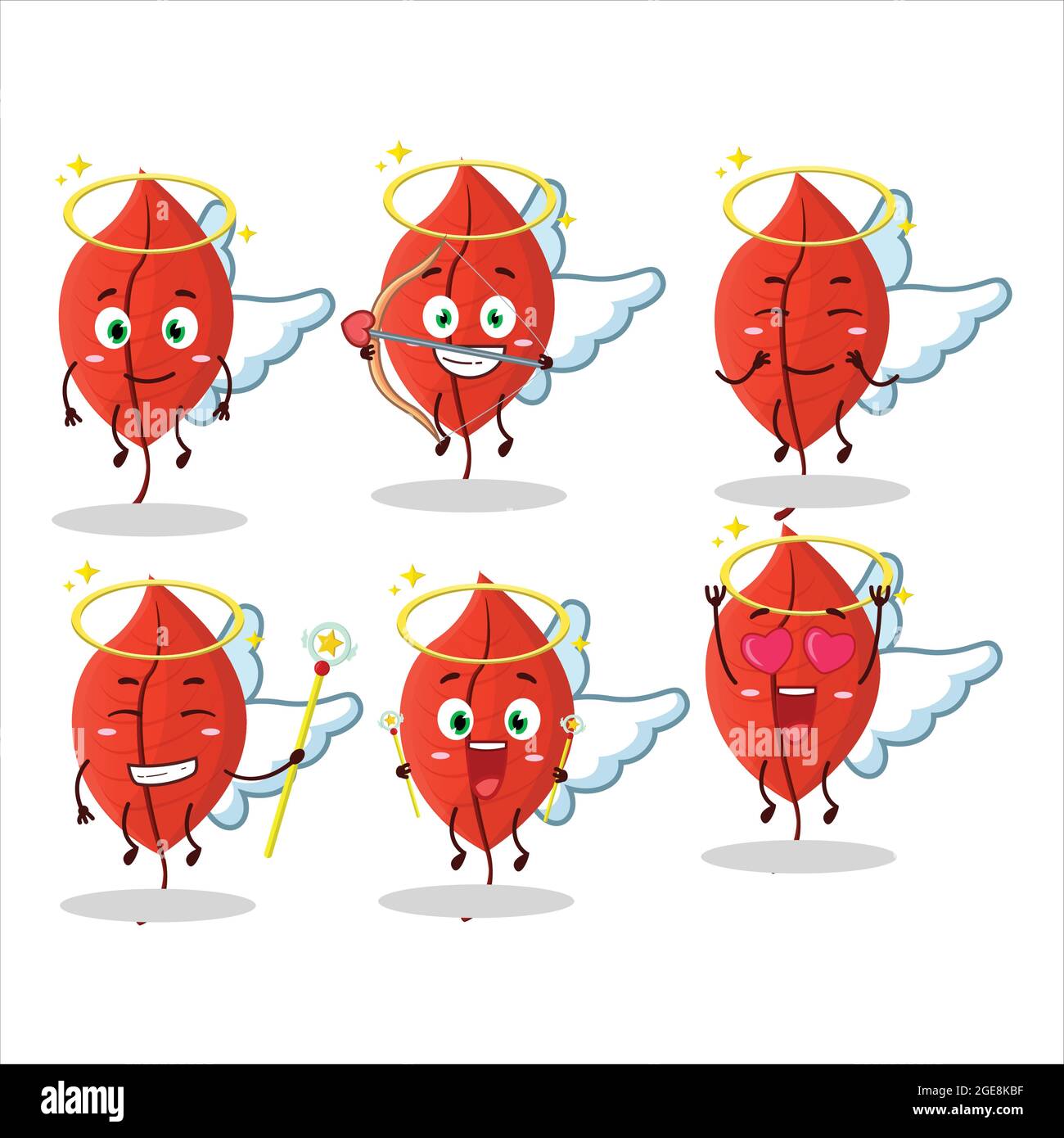 Hornbeam leaf cartoon designs as a cute angel character. Vector ...