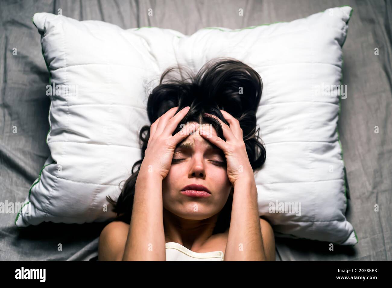 A young girl woke up in the morning in bed Stock Photo - Alamy